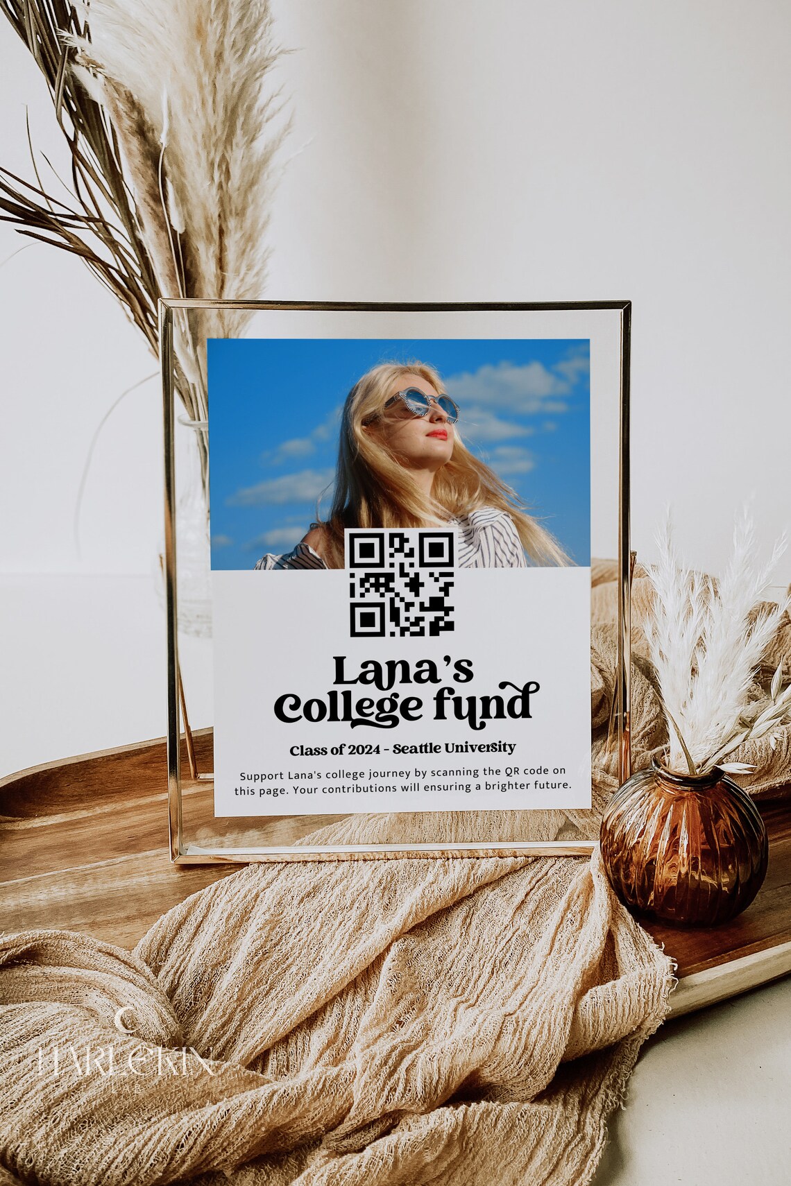 Editable College Fund Sign Template, DIY Grad Party QR Code Sign, Venmo ...