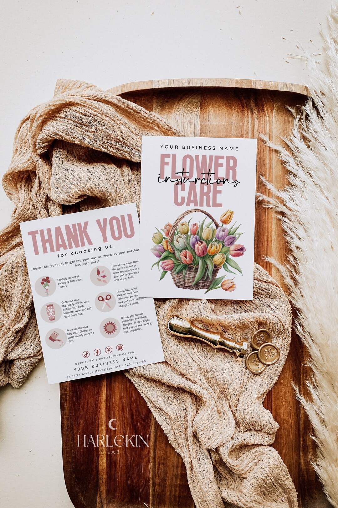 Editable Florist Care Card Template, Minimalist Flowers Care ...