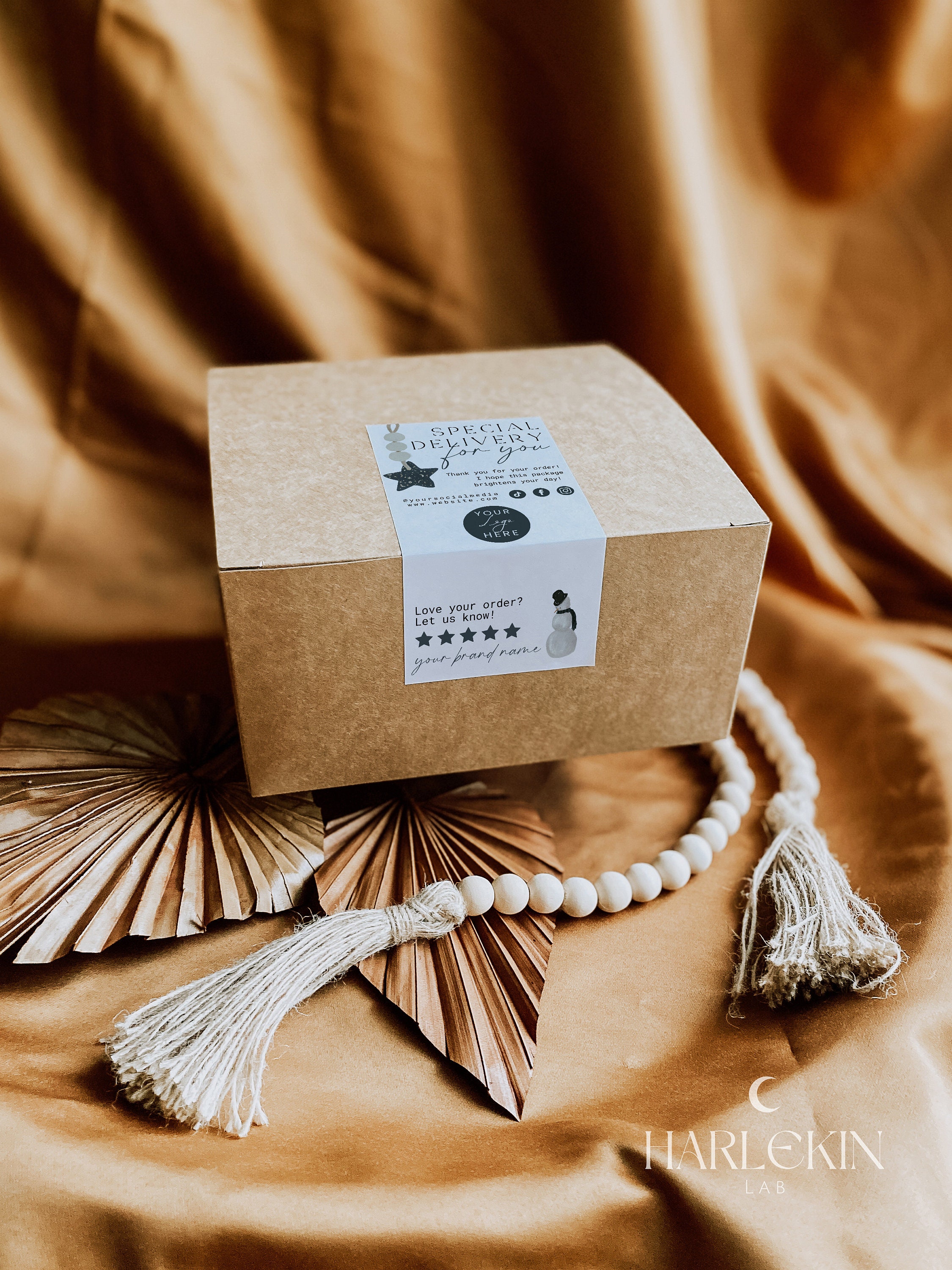 Editable Winter Box Label Template, Christmas Shipping Label Design ...