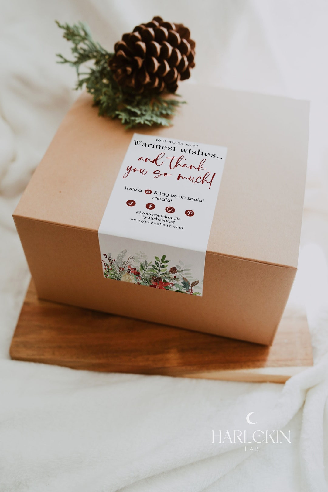 Editable Christmas Box Label Template, Winter Shipping Label Design ...