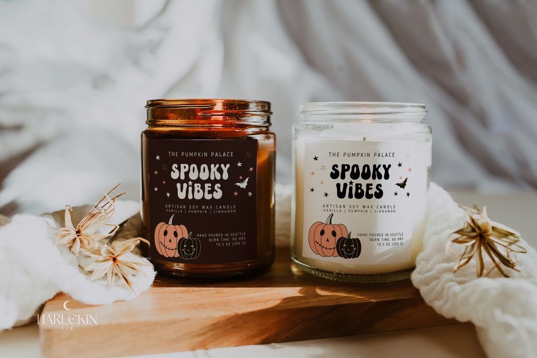 Halloween Candle Label Set, Customizable Canva Template, DIY Autumn ...