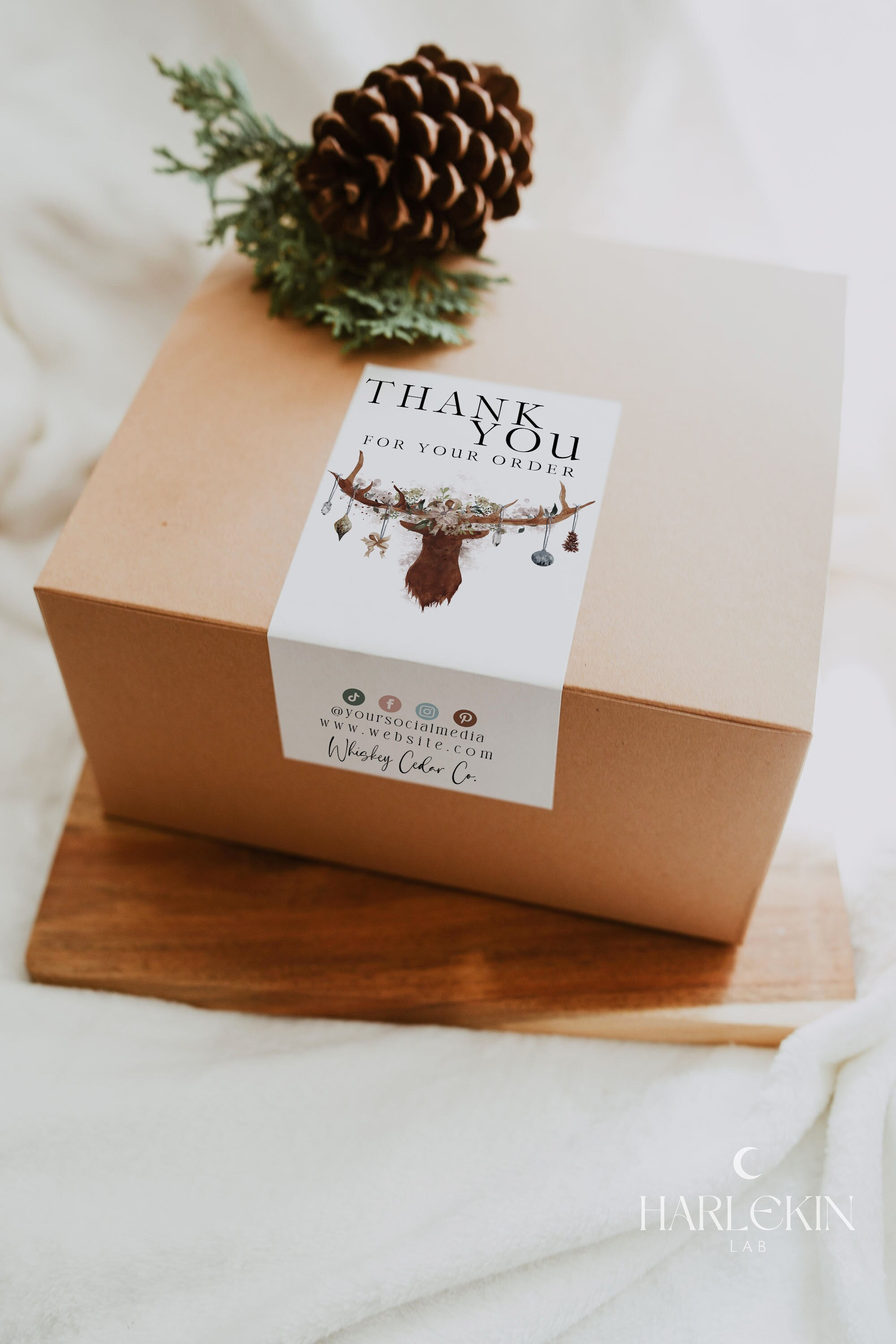 Editable Winter Box Label Template, Christmas Shipping Label Design ...