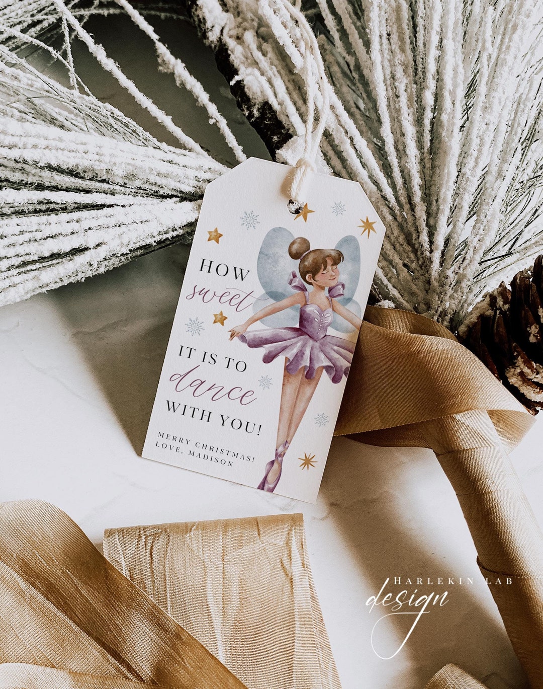 Editable Dance Class Christmas Gift Tag Template, DIY Nutcracker Ballet ...
