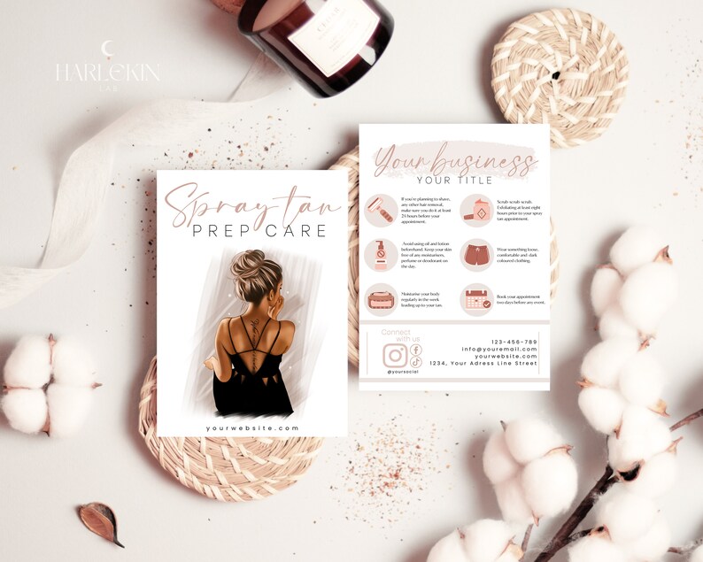 Editable Spray Tan Prep Card Template DIY Artist Tanning Care - Etsy