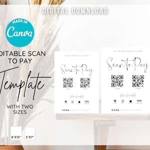 Printable QR Code Sign, Customizable Scan to Pay Sign, Cashapp Paypal ...