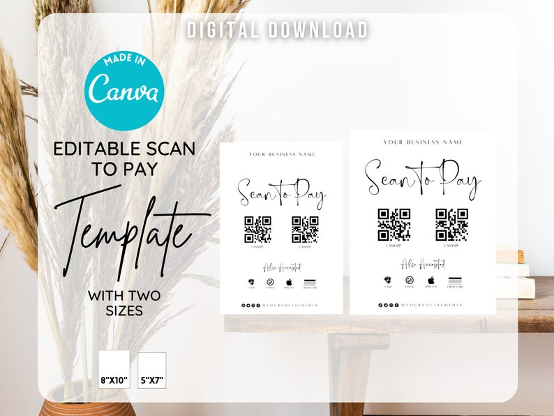 Printable QR Code Sign Customizable Scan to Pay Sign Cashapp - Etsy