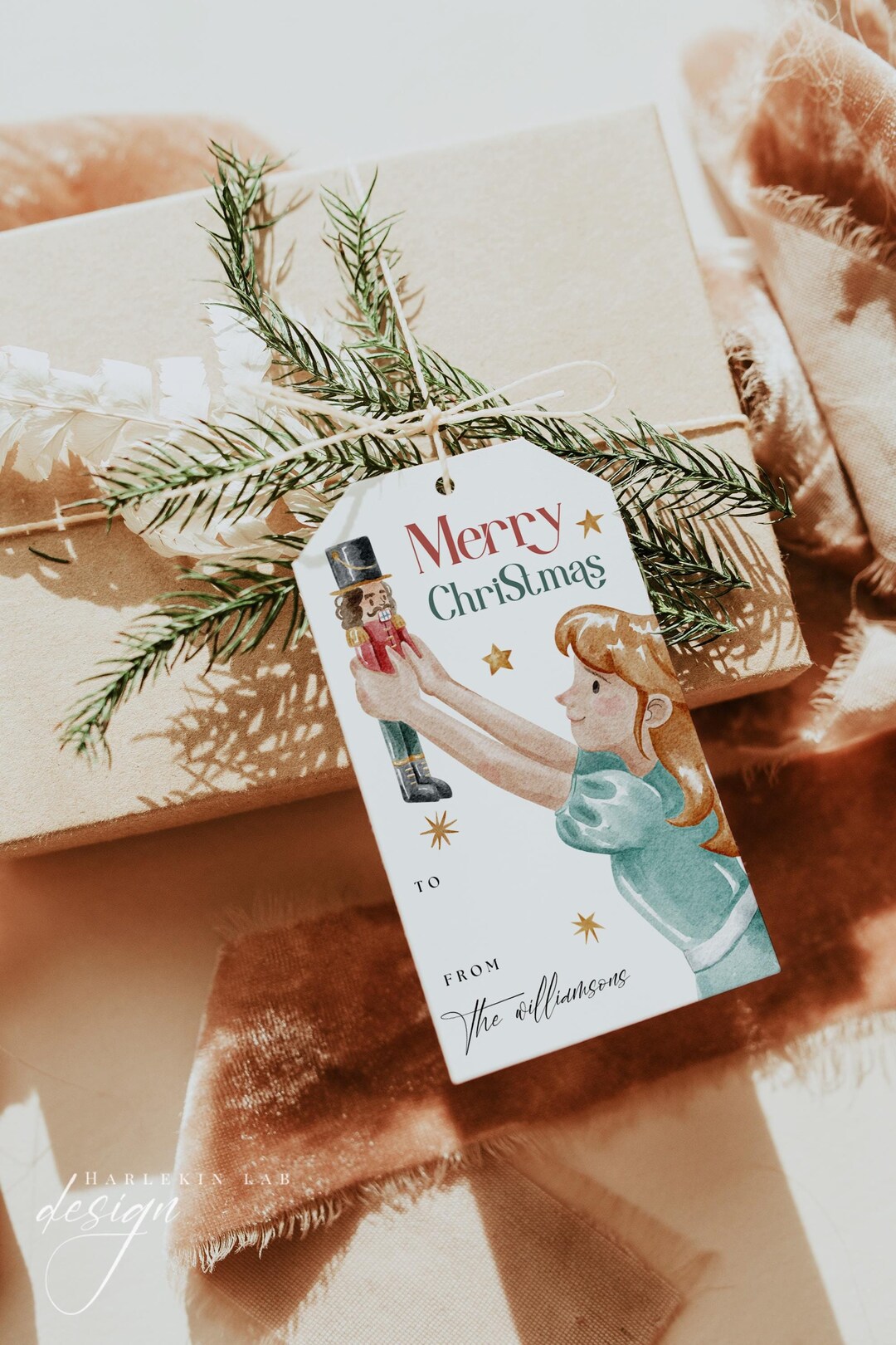 Editable Nutcracker Christmas Gift Tag Template, Instant Download Merry ...