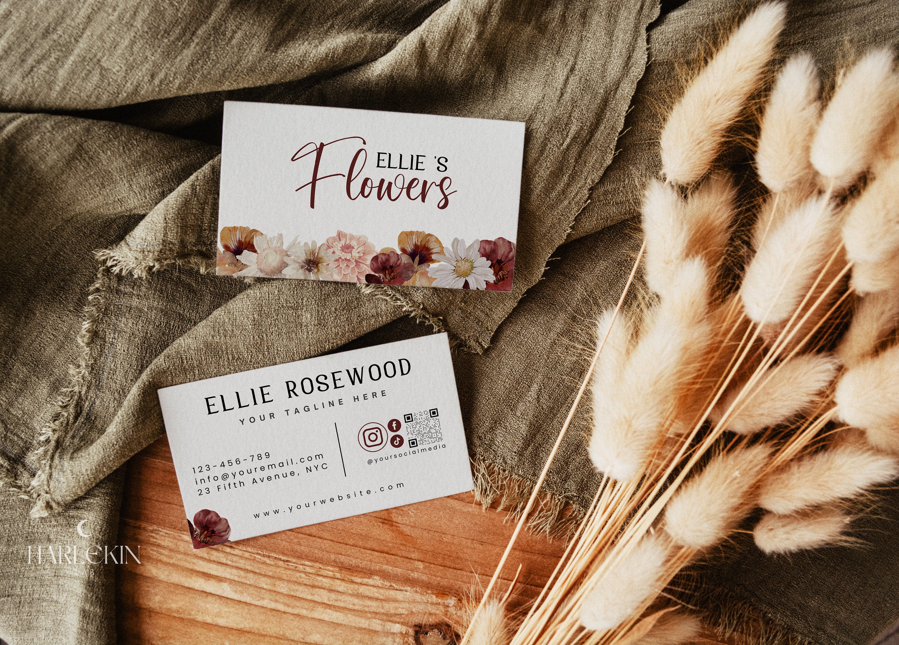 Editable Florist Business Card Name Card Template Instant - Etsy