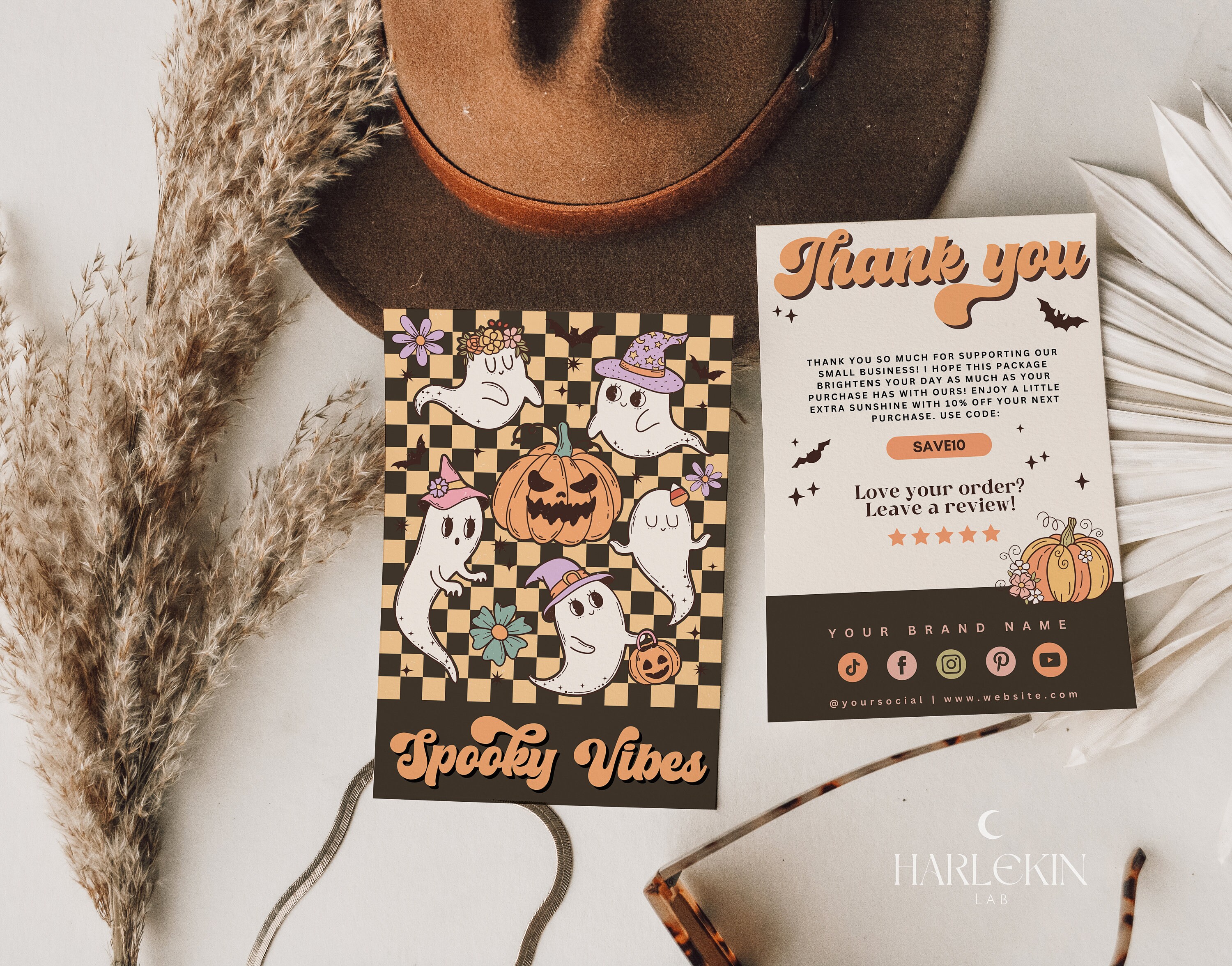 Editable Pumpkin Halloween Thank You Card Customizable Thanks - Etsy