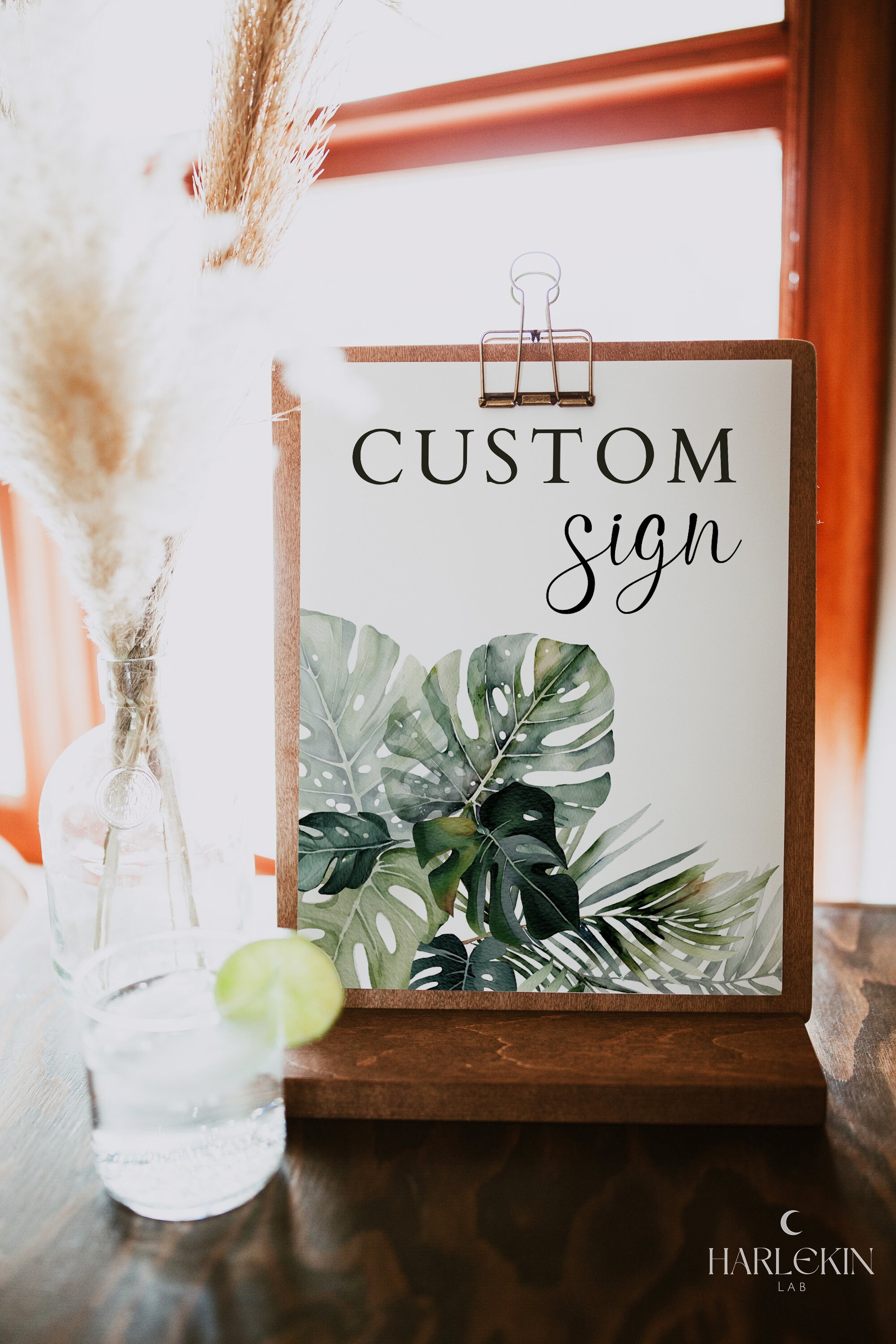 Editable Tropical Birthday Custom Text Sign, DIY Summer Custom Table ...
