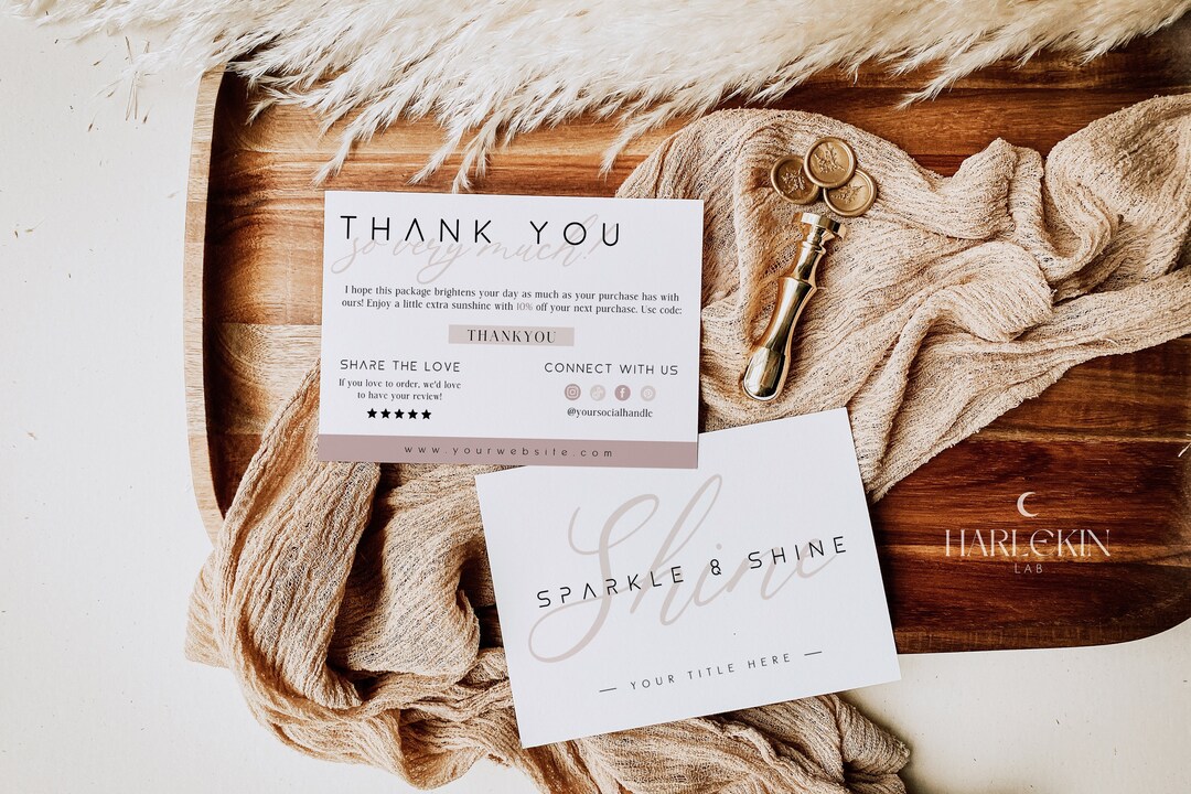 Editable Thank You Card, Customizable Thanks Note, Package Insert ...