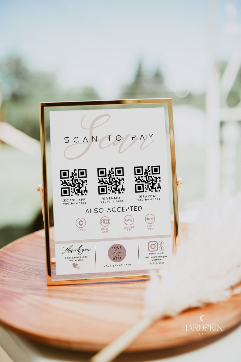 Printable QR Code Sign, Customizable Scan to Pay Sign, Cashapp Paypal ...