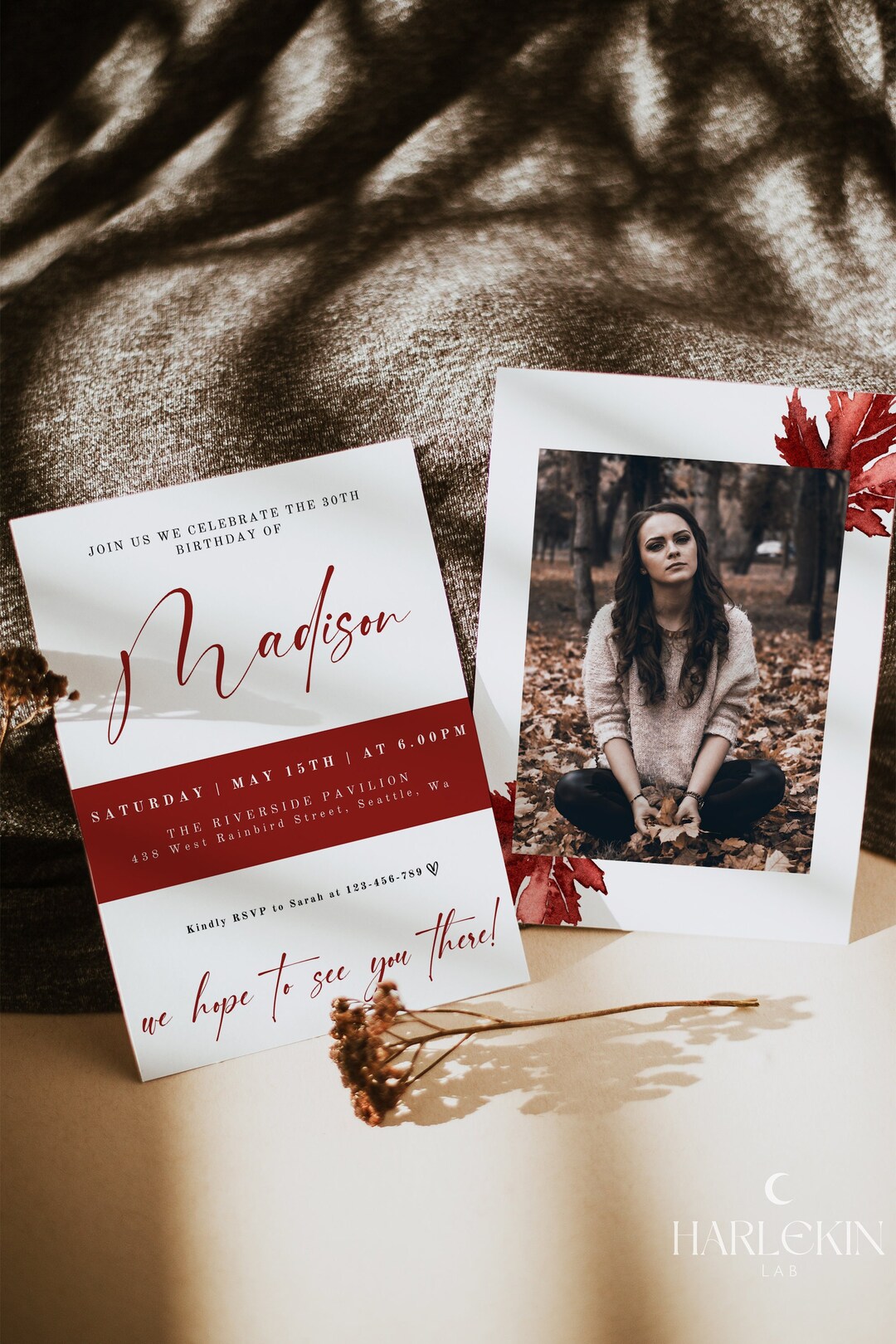 Editable Autumn Birthday Invitation, DIY Fall Adult Birthday Invite ...