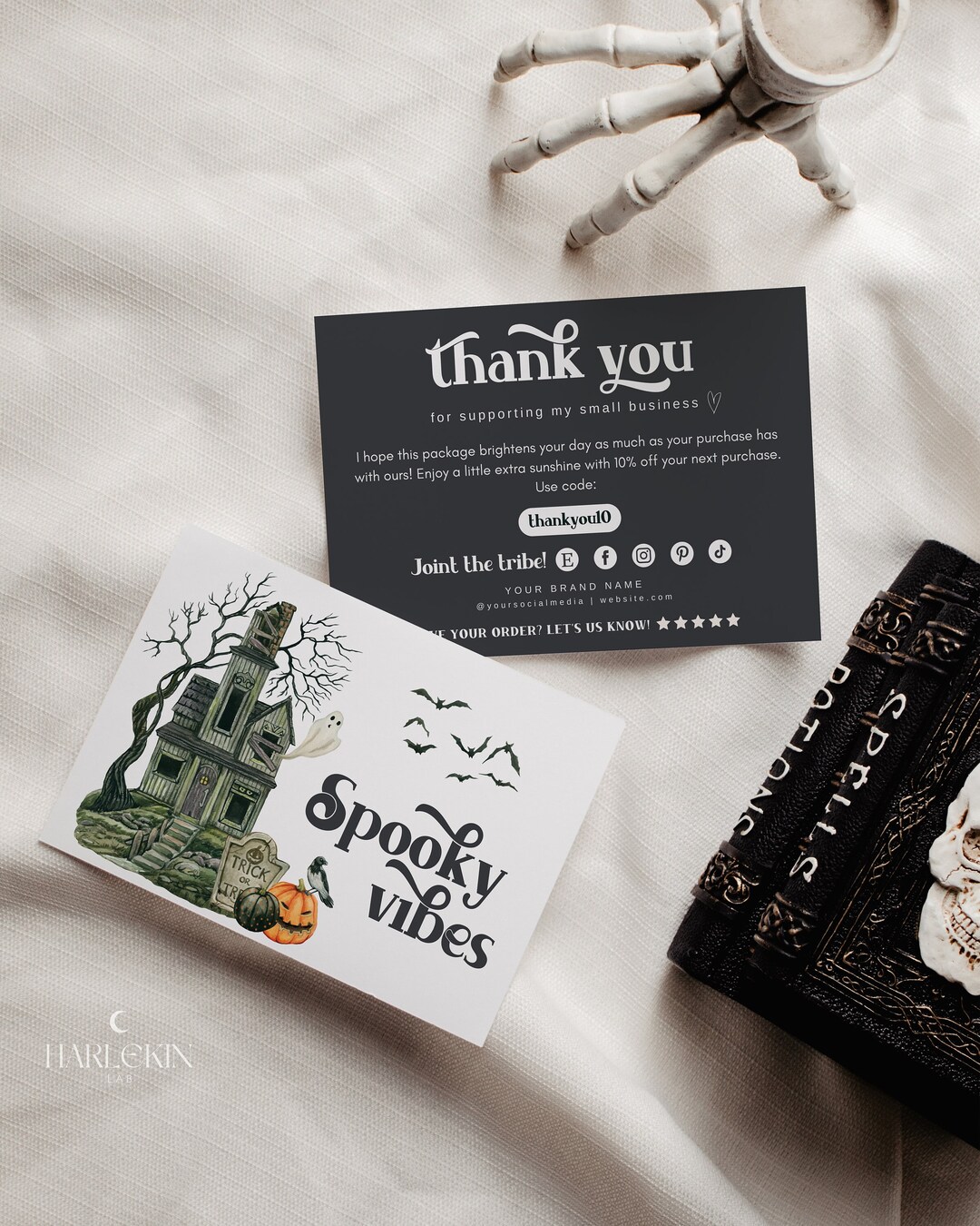 Editable Pumpkin Halloween Thank You Card, Customizable Thanks Note ...