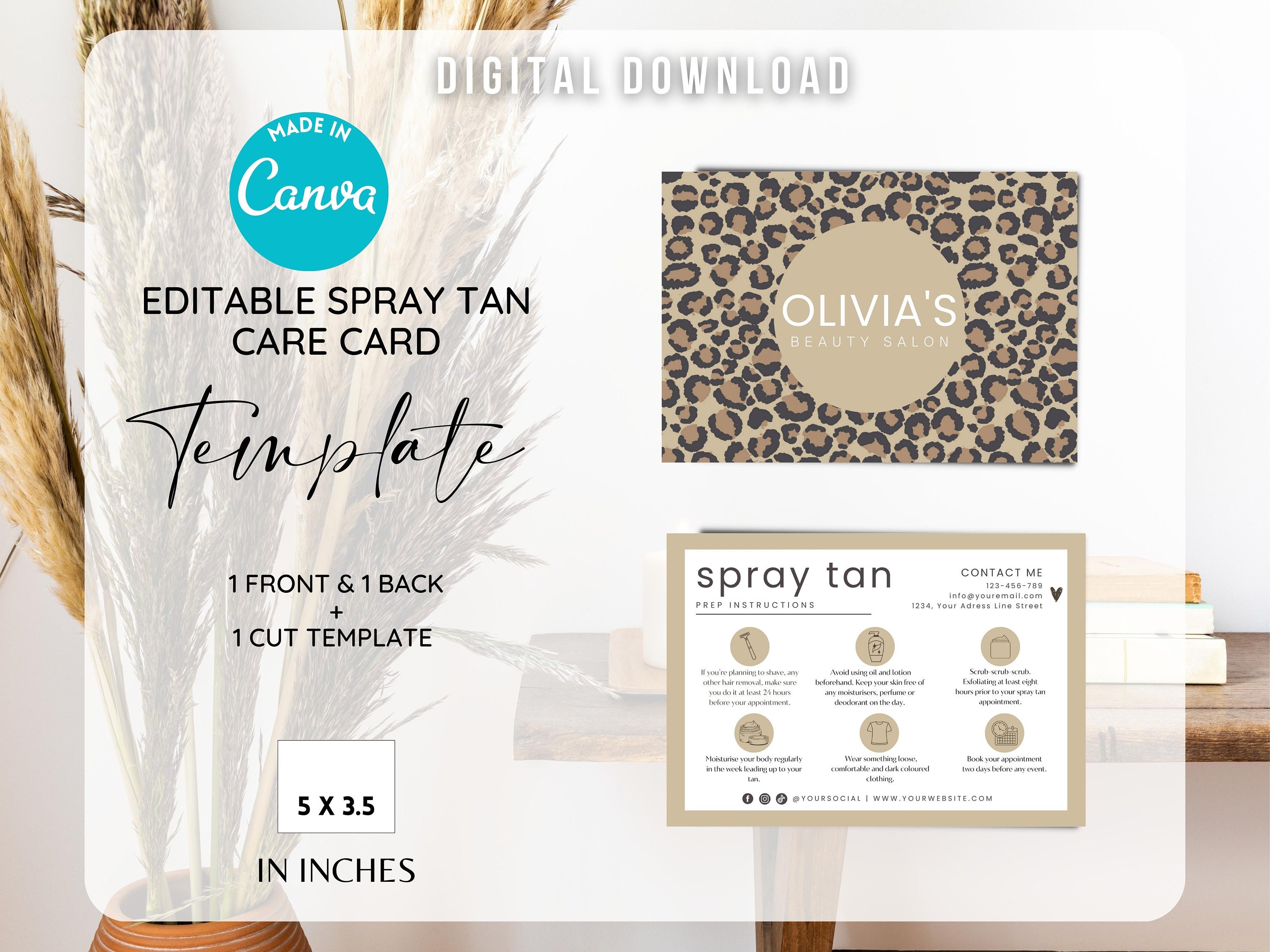 Editable Spray Tan Prep Card Template, DIY Artist Tanning Care Card ...