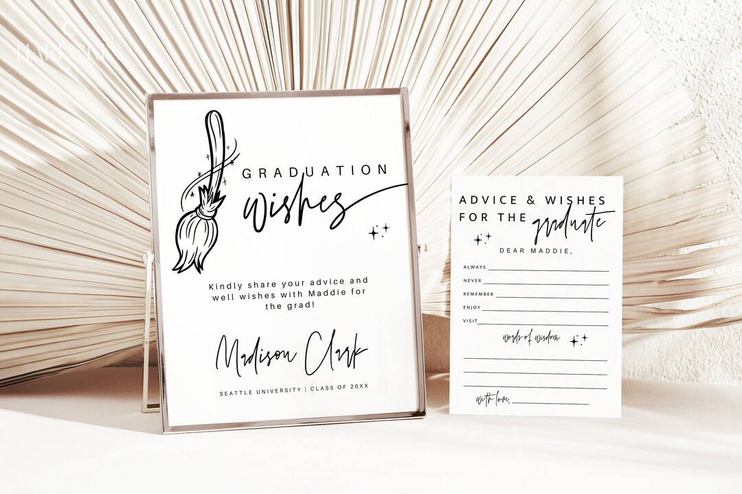 Editable Graduation Advice and Wishes Sign, Modern Graduation Party ...