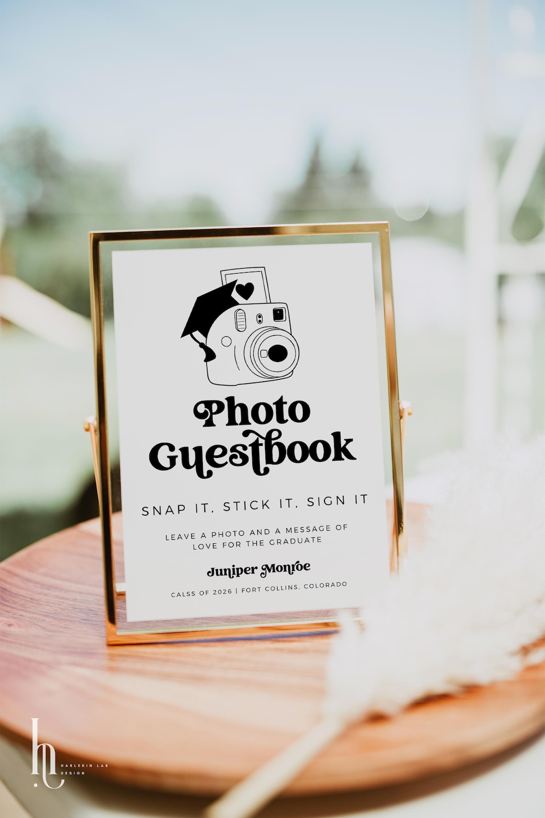 MIRAY Photo Guest Book Sign Template, Editable Polaroid Grad Guestbook ...