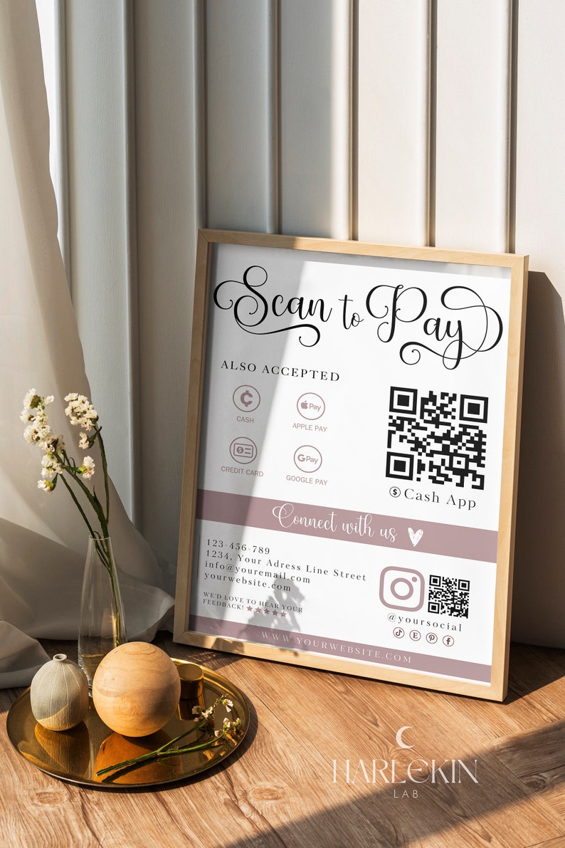 Printable QR Code Sign, Customizable Scan to Pay Sign, Cashapp Paypal ...