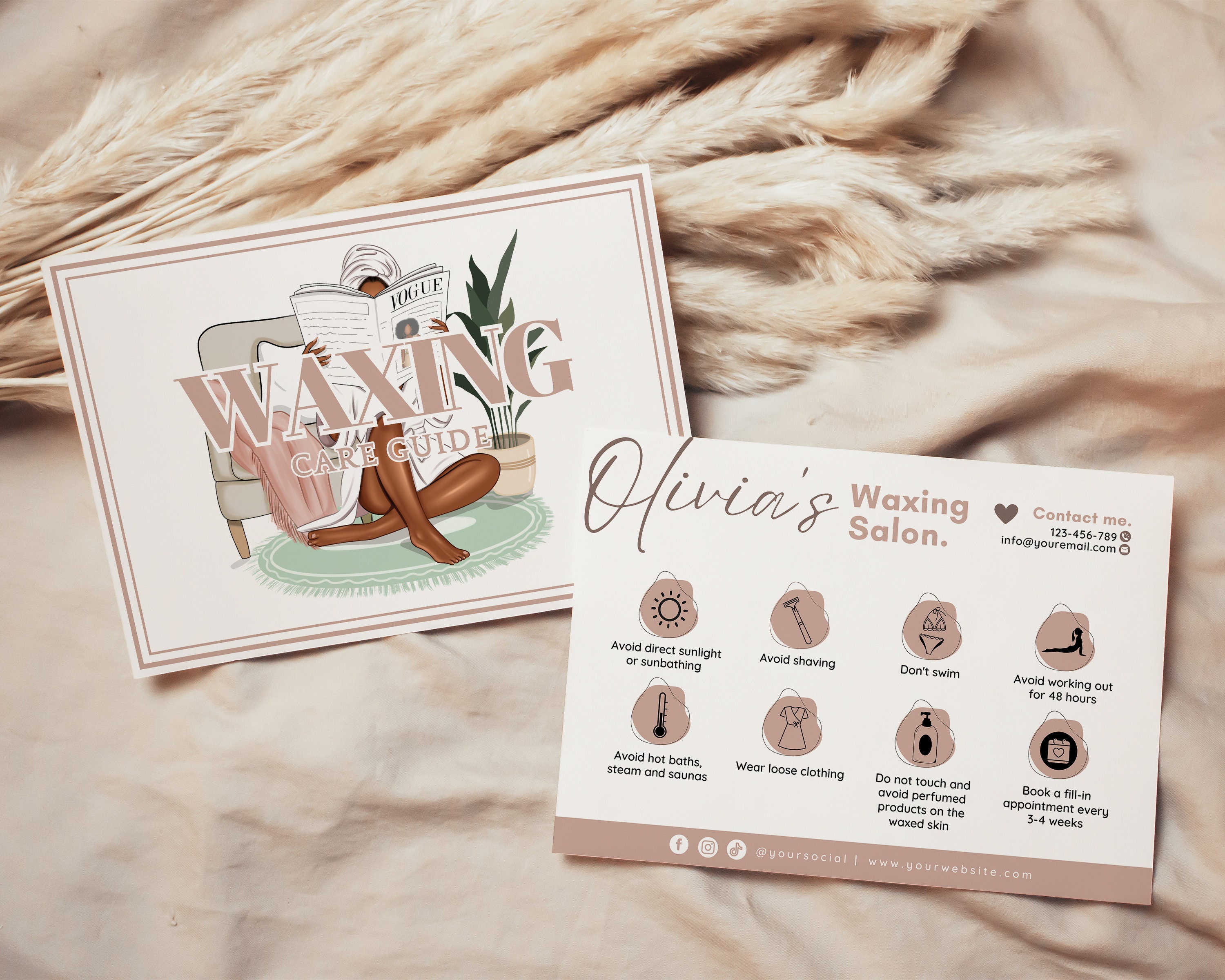Editable Waxing Aftercare Card Template DIY Hair Wax Care - Etsy