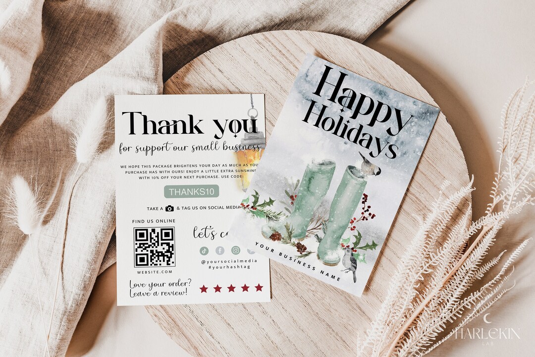 Editable Christmas Thank You Card, Customizable Thanks Note, DIY Winter ...