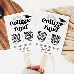 Editable College Fund Sign Template, DIY Grad Party QR Code Sign, Venmo ...