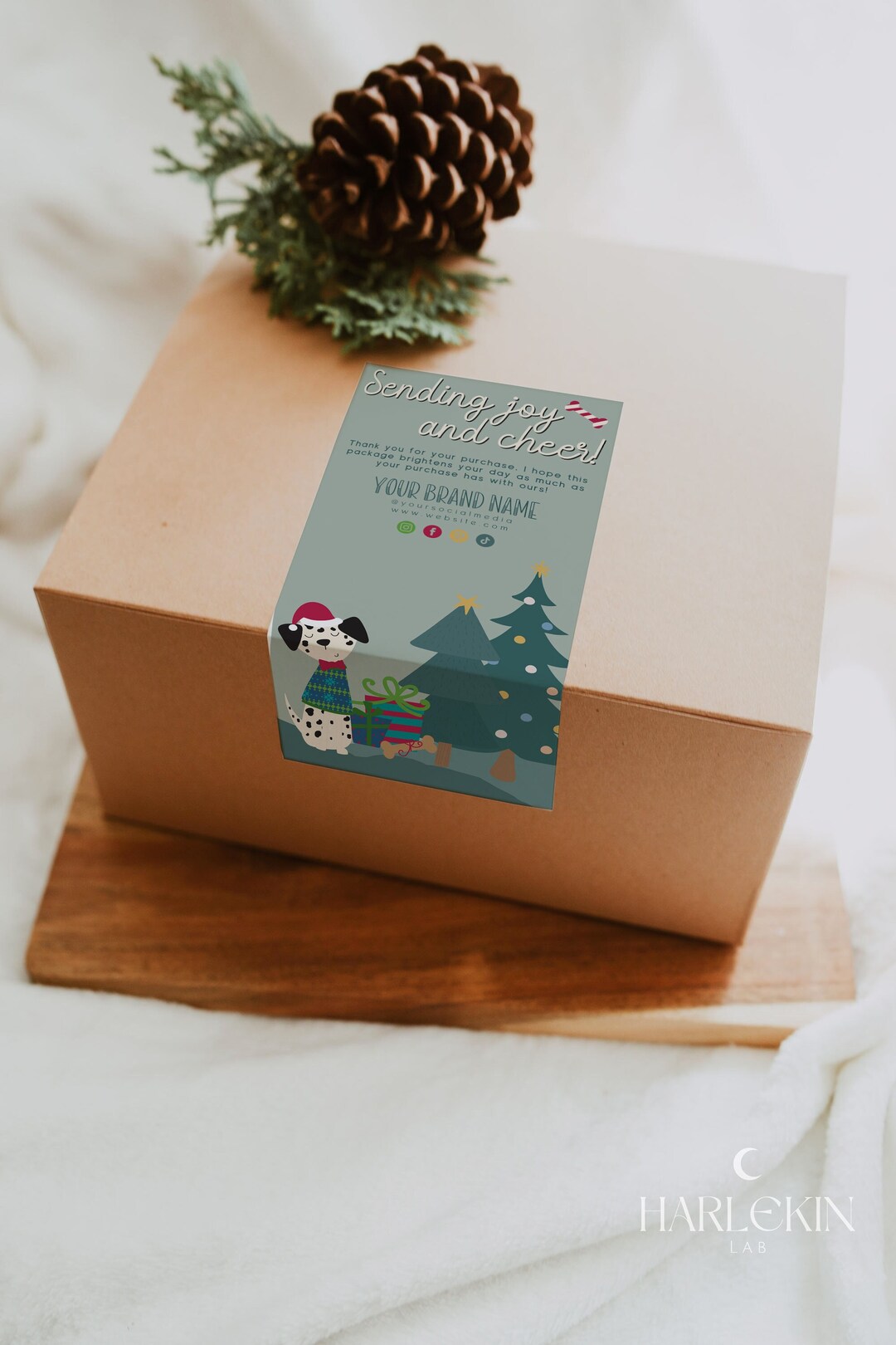 Editable Christmas Box Label Template, Winter Shipping Label Design ...