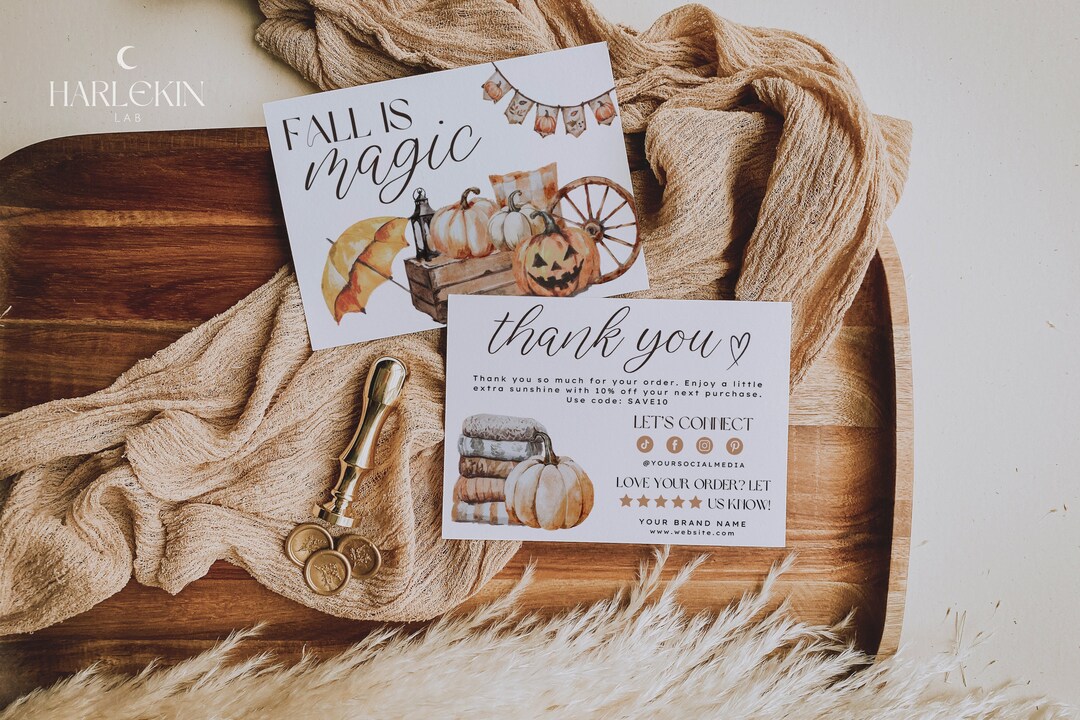 Editable Autumn Thank You Card, Customizable Fall Thanks Note, Modern ...