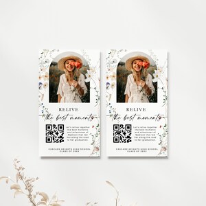 Editable College Video Montage Card Template, DIY Photo Grad Party QR ...