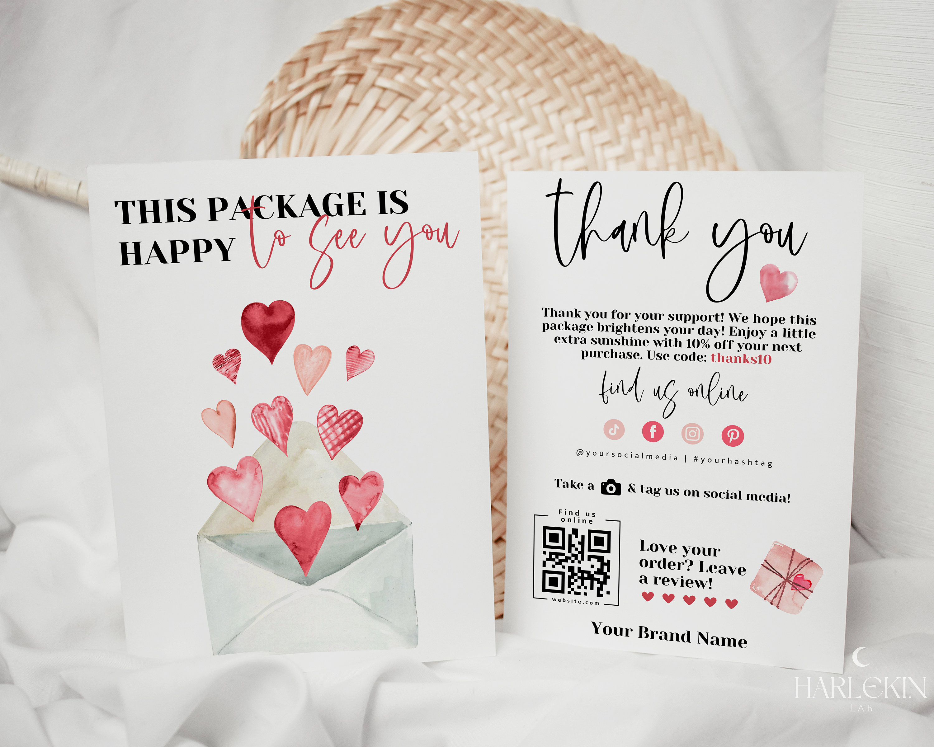 Editable Valentine Thank You Card, DIY Thanks Note, Small Business ...