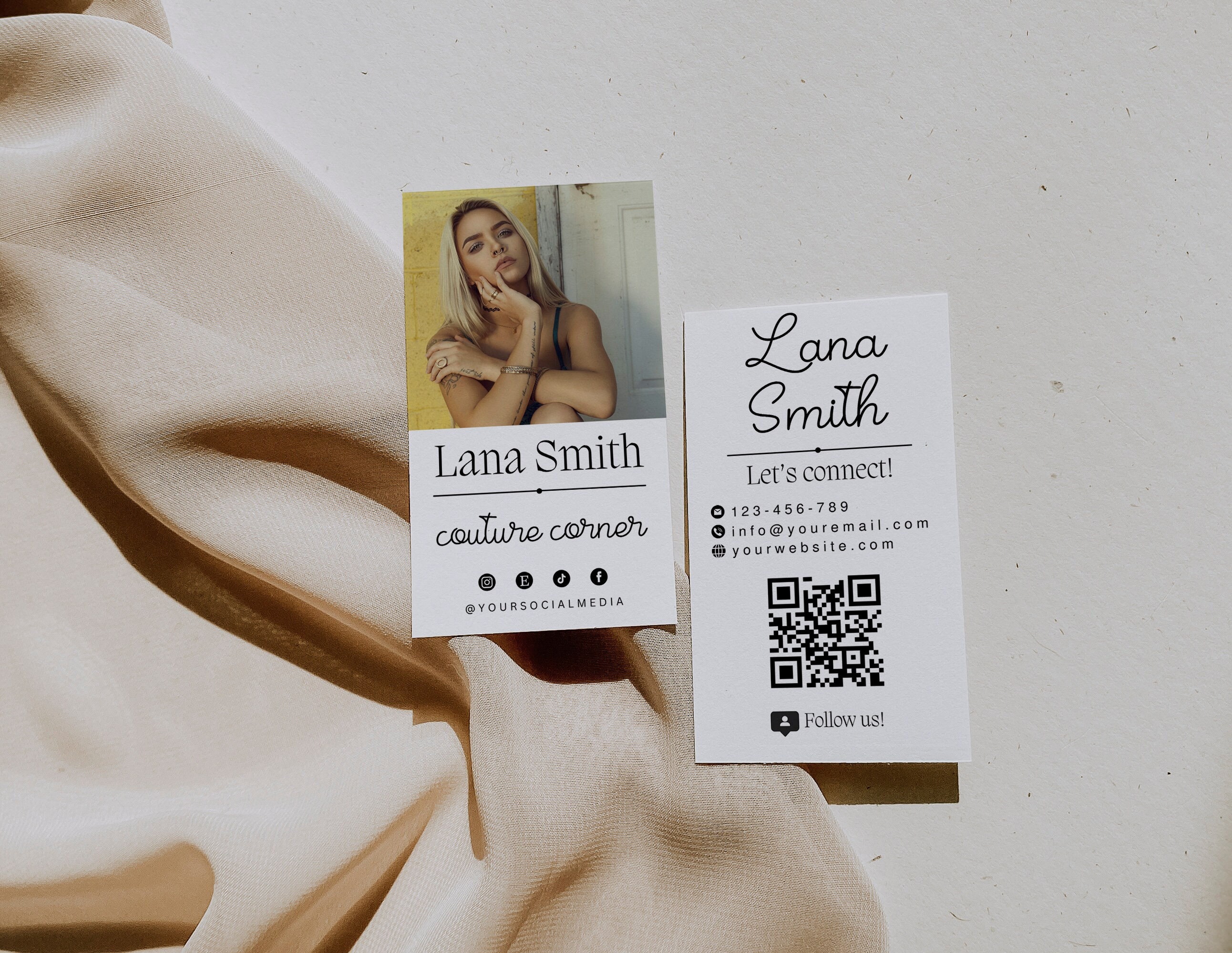Editable Minimalist Photo Business Card With QR Code, Modern Name Card ...