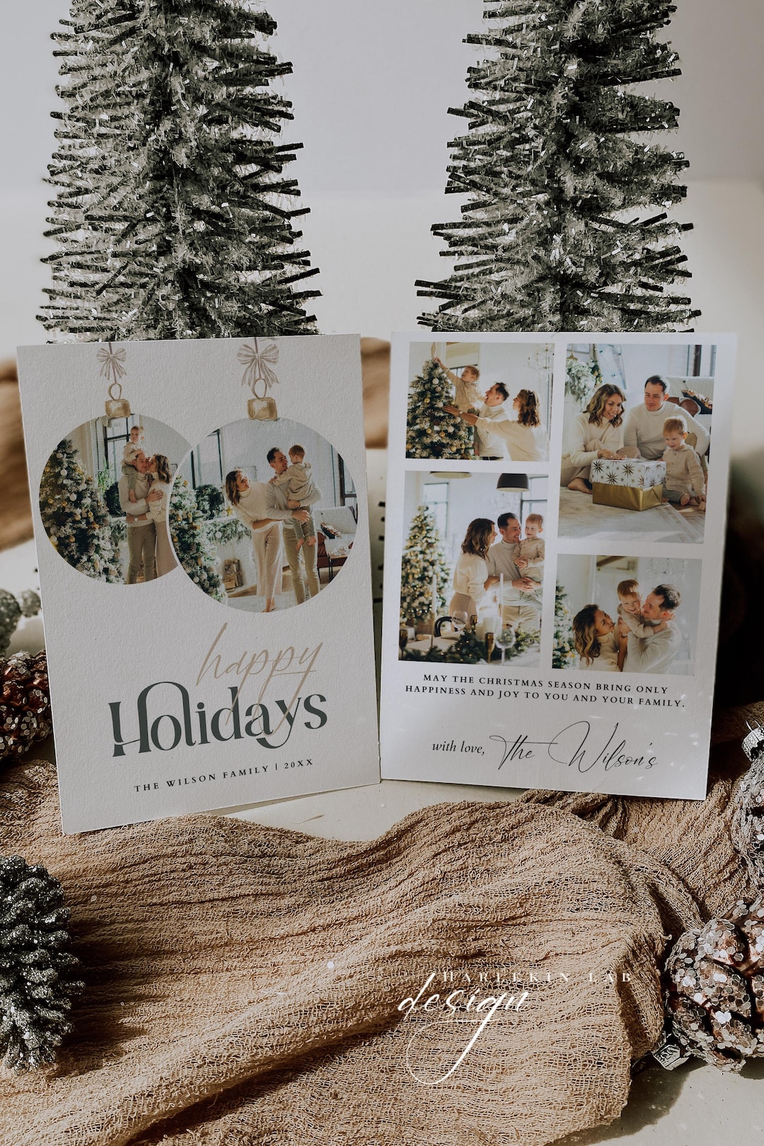 Editable Elegant Gold Christmas Card, Custom Photo Christmas Cards ...