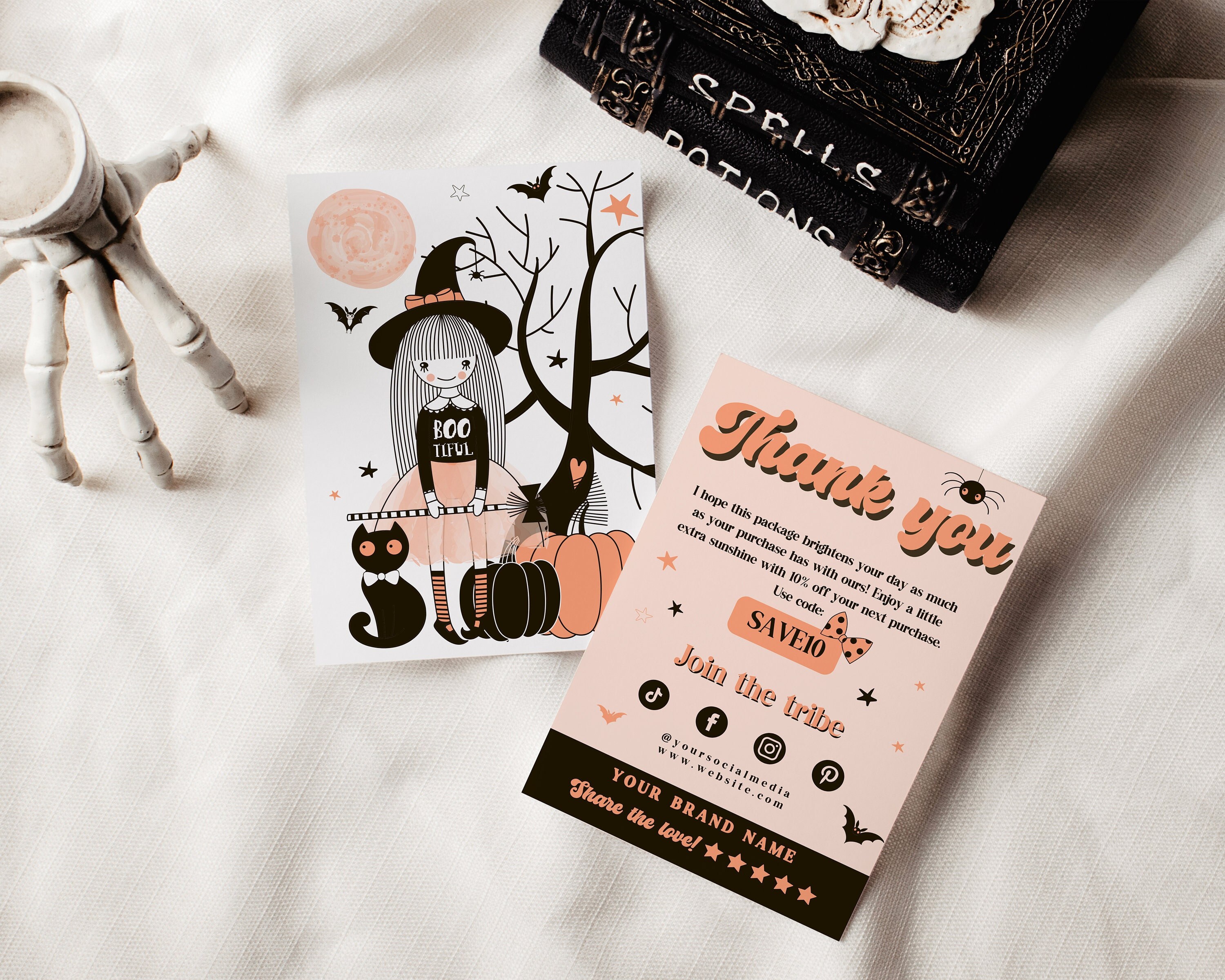 Editable Pumpkin Halloween Thank You Card, Customizable Thanks Note ...