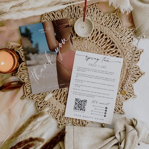 Editable Spray Tan Prep Card Template, DIY Artist Tanning Care Card ...