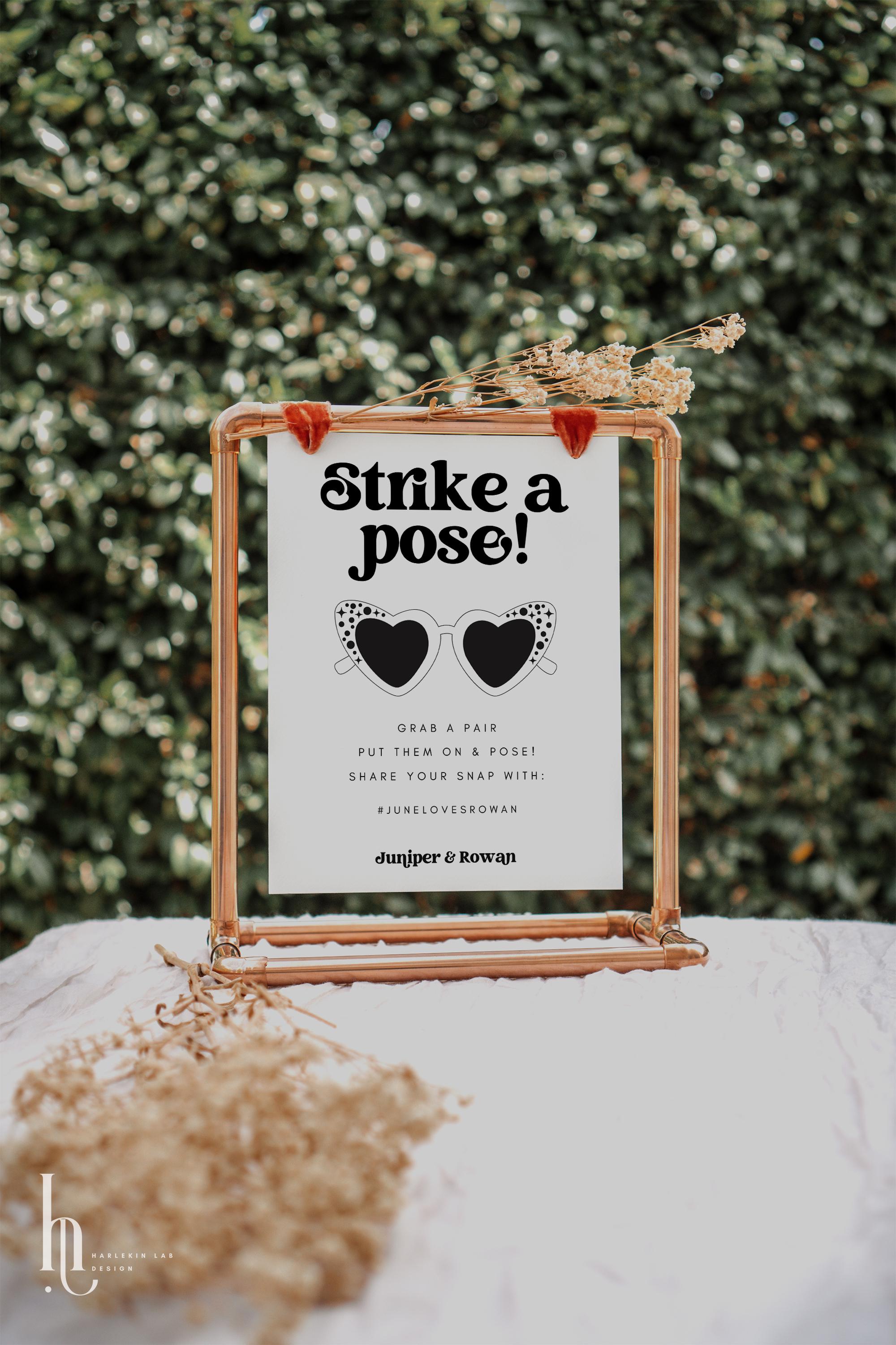 MIRAY Strike a Pose Sign Template, Wedding Sunglasses Party Sign ...