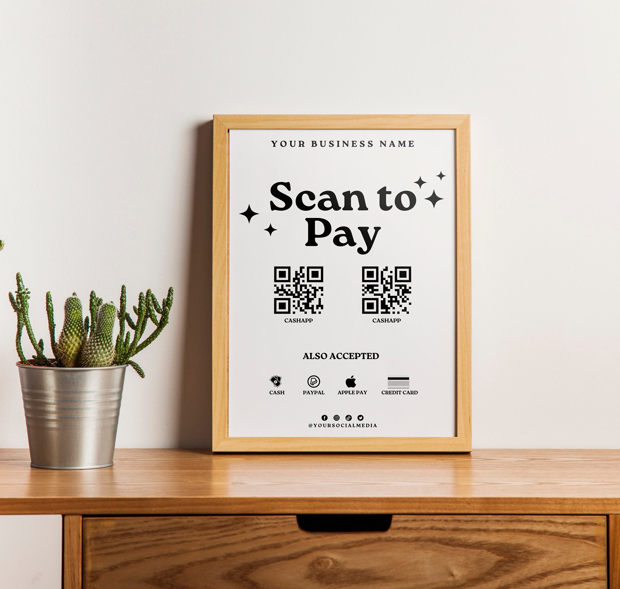 Printable QR Code Sign, Customizable Scan to Pay Sign, Cashapp Paypal ...