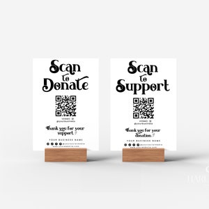 Editable Scan to Donate Sign, DIY QR Code Sign, Cashapp Paypal Scan to ...