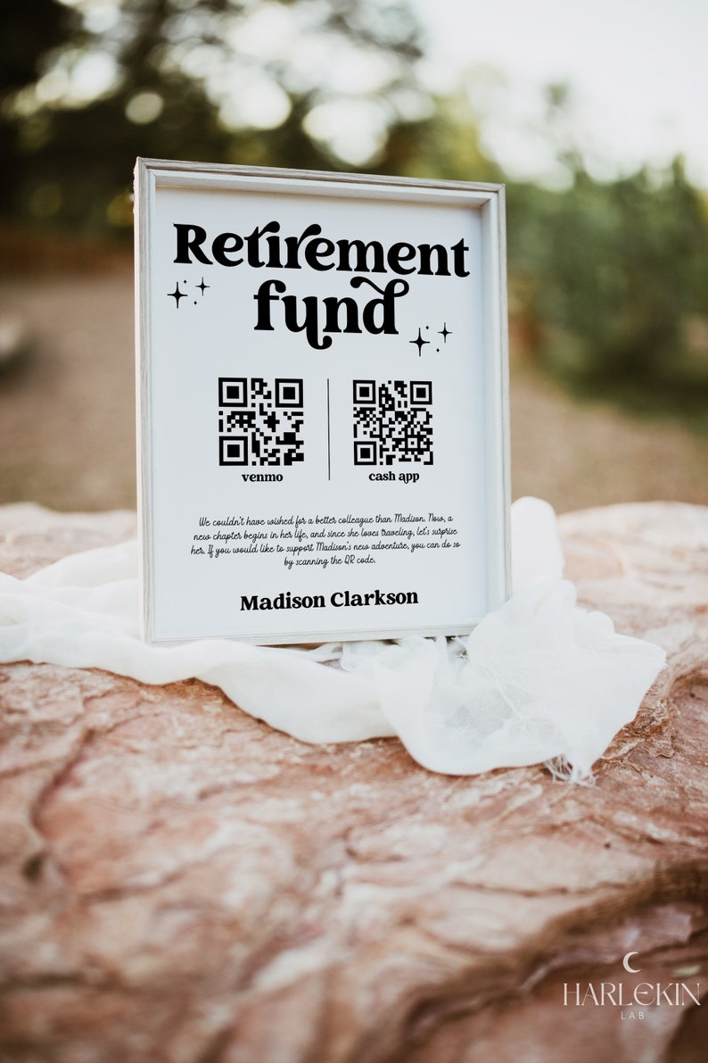 Editable Modern Retirement Celebration QR Code Sign Template, DIY ...