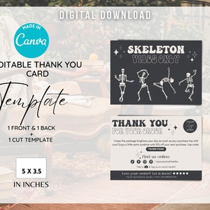 Editable Dancing Skeleton Halloween Thank You Card, Customizable Thanks ...