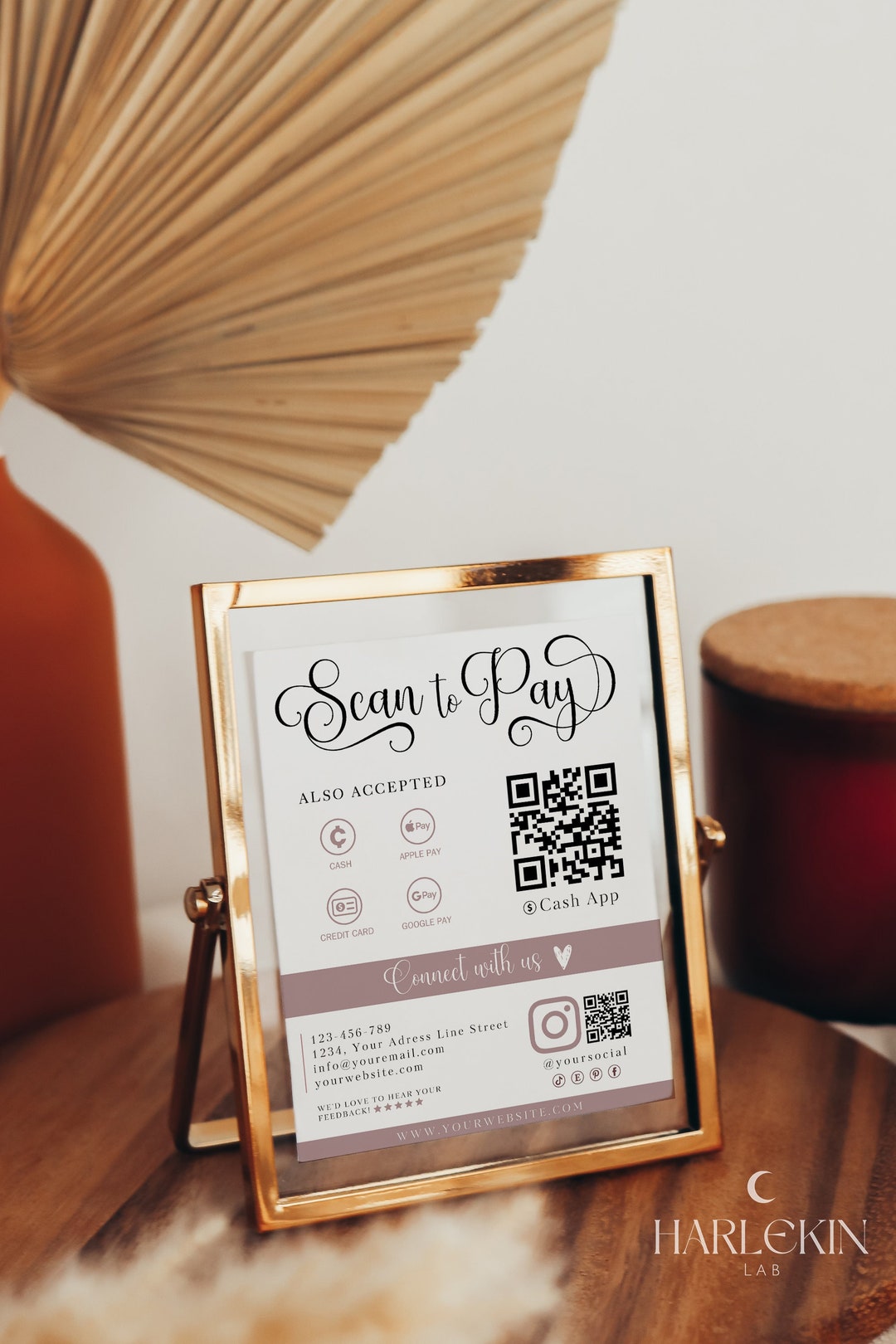 Printable QR Code Sign, Customizable Scan to Pay Sign, Cashapp Paypal ...