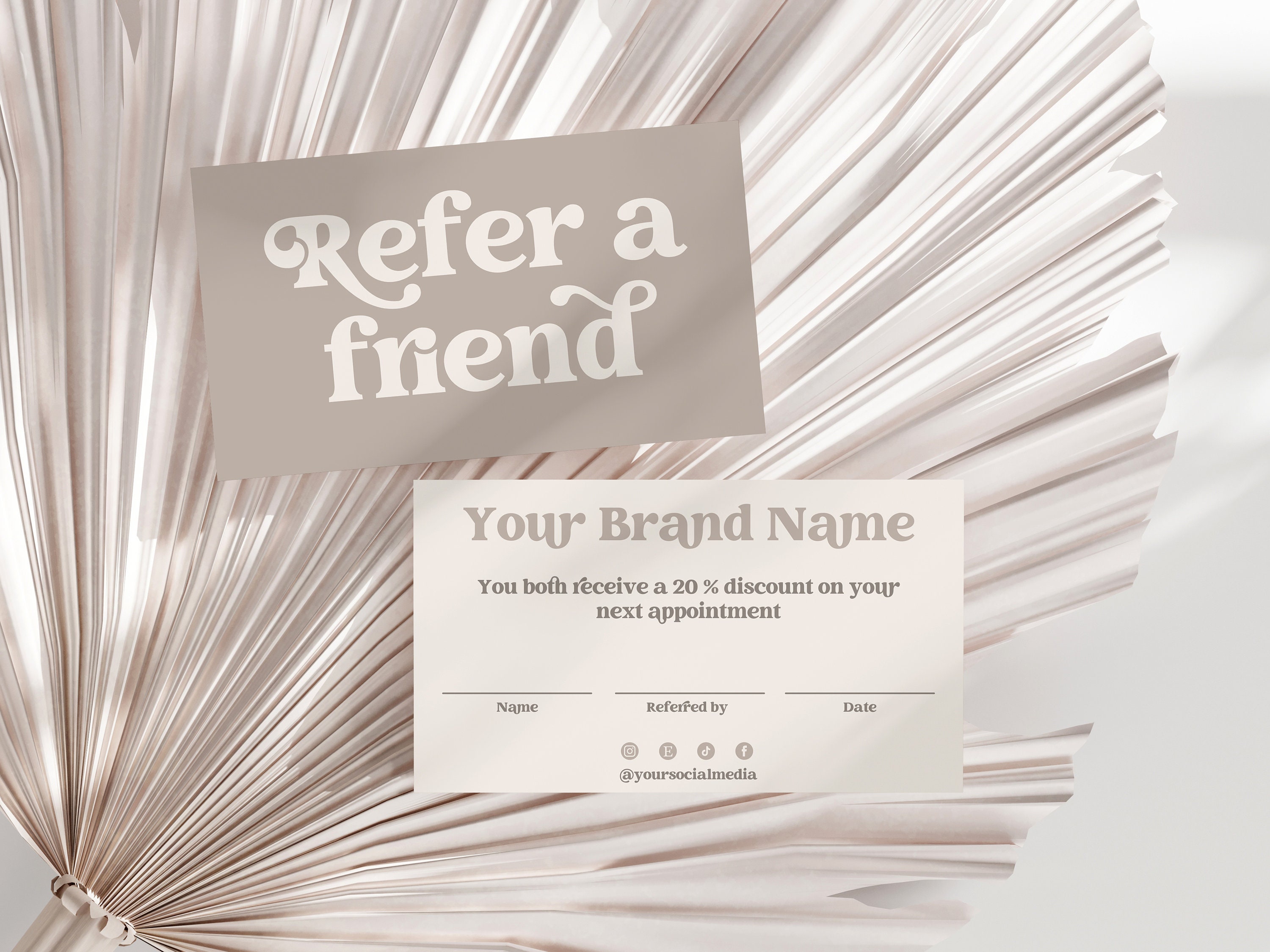 Editable Boho Referral Card Template, Neutral Refer a Friend Card, DIY ...
