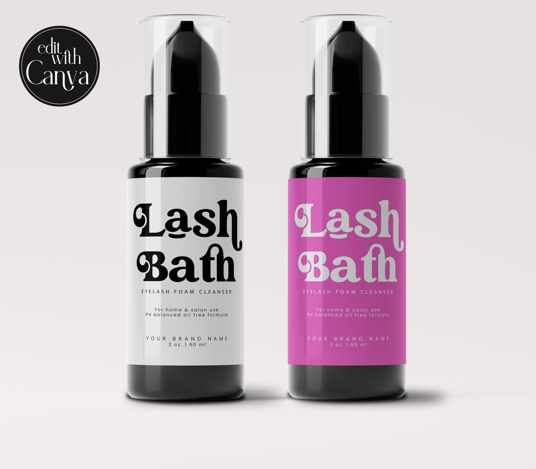 Editable Lash Bath Label Template, DIY Wrap Eyelash Cleanser Foam Label ...