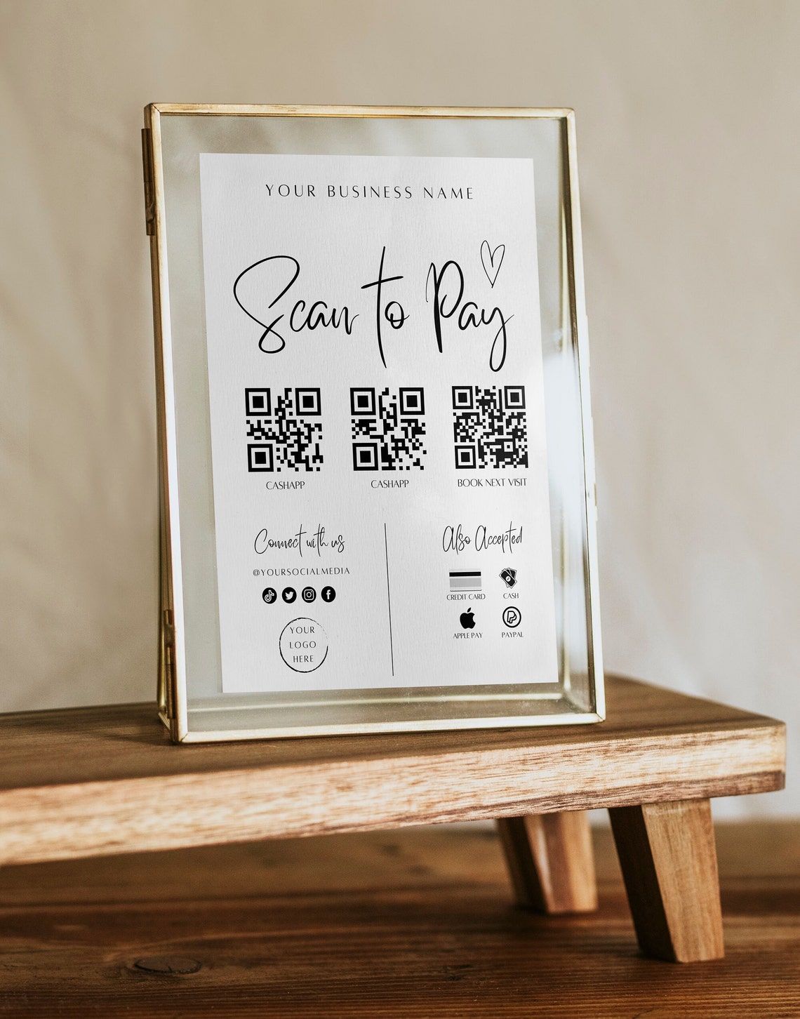 Printable QR Code Sign, Customizable Scan to Pay Sign, Cashapp Paypal ...