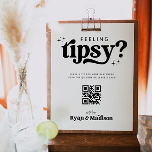 Editable Feeling Tipsy Sign Template, Modern Tip Your Bartender Sign ...