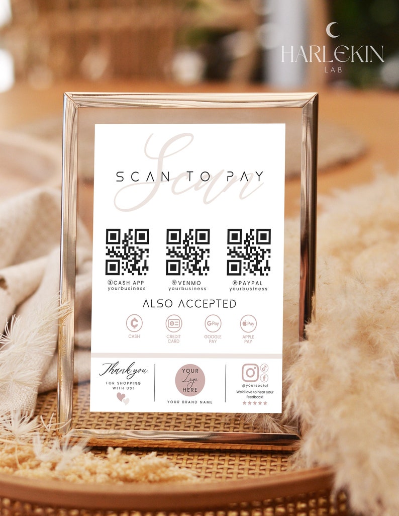 Printable QR Code Sign Customizable Scan to Pay Sign Cashapp - Etsy