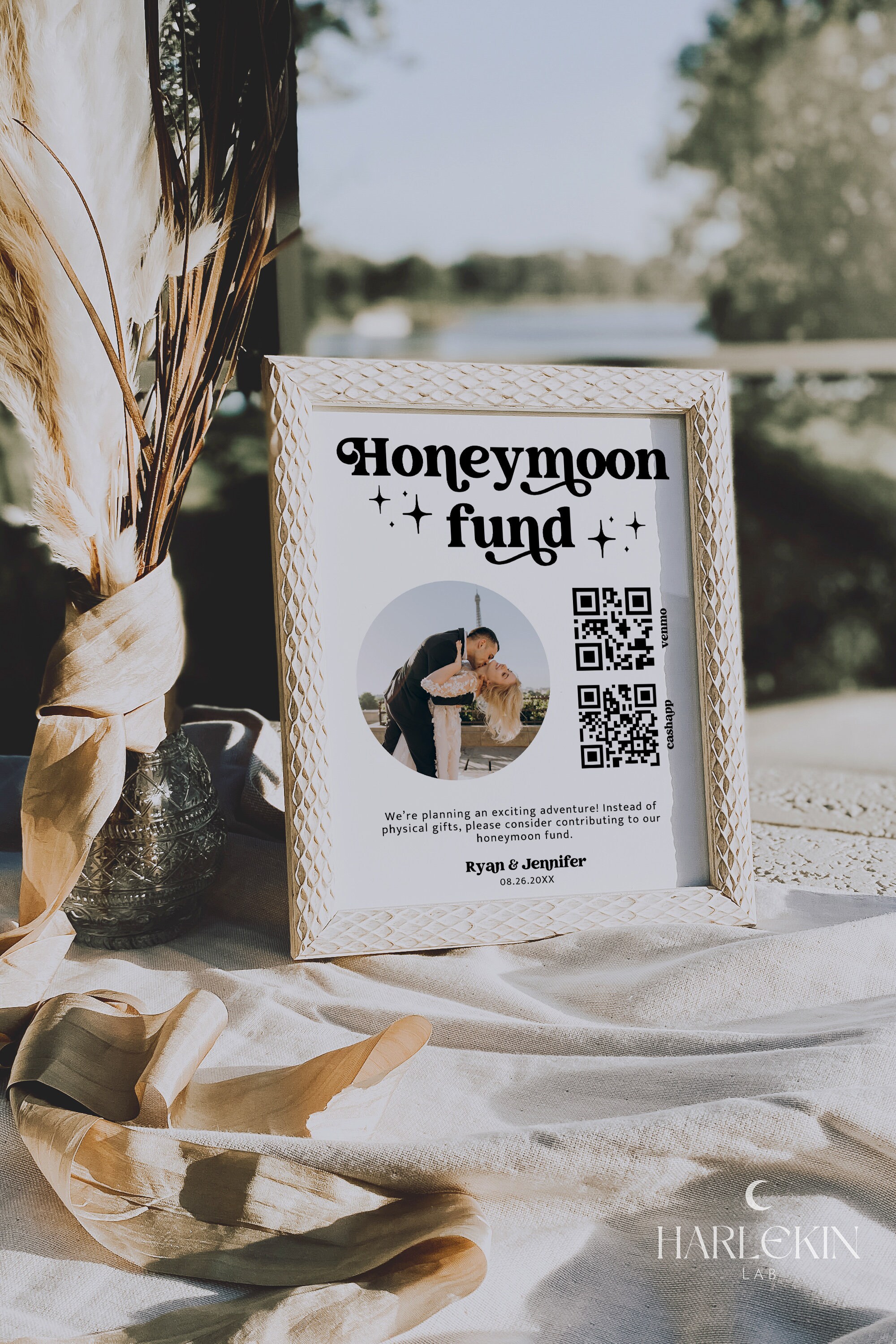 Editable Honeymoon Fund Sign, DIY Venmo QR Code Wedding Wish Sign ...