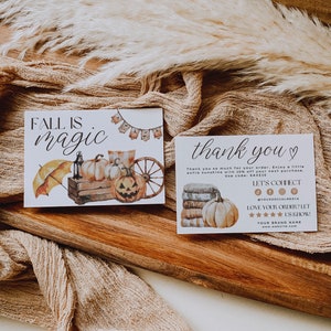 Editable Autumn Thank You Card, Customizable Fall Thanks Note, Modern ...