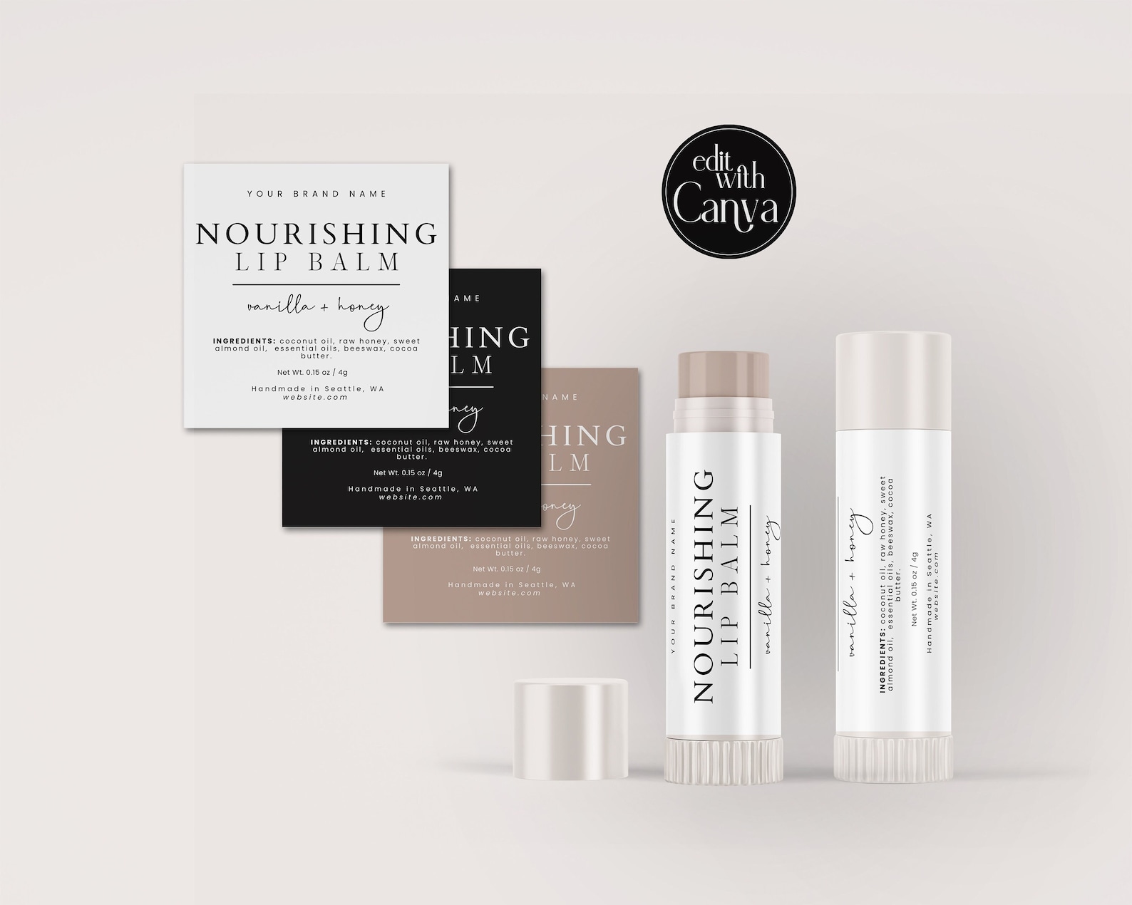 Editable Lip Balm Wrap Packaging Template, DIY Chapstick Label, DIY ...