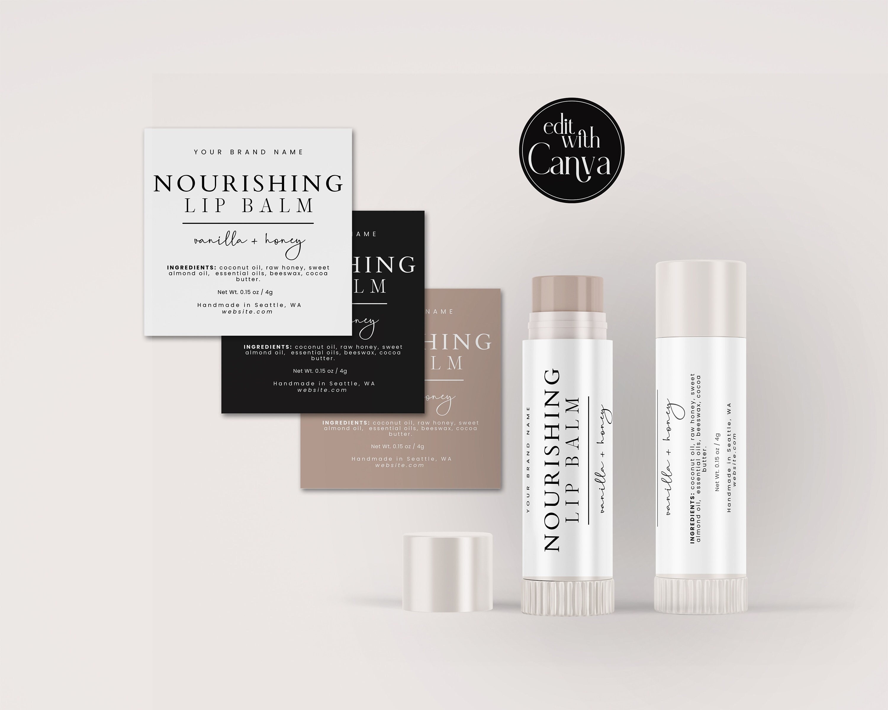 Editable Lip Balm Wrap Packaging Template, DIY Chapstick Label, DIY ...