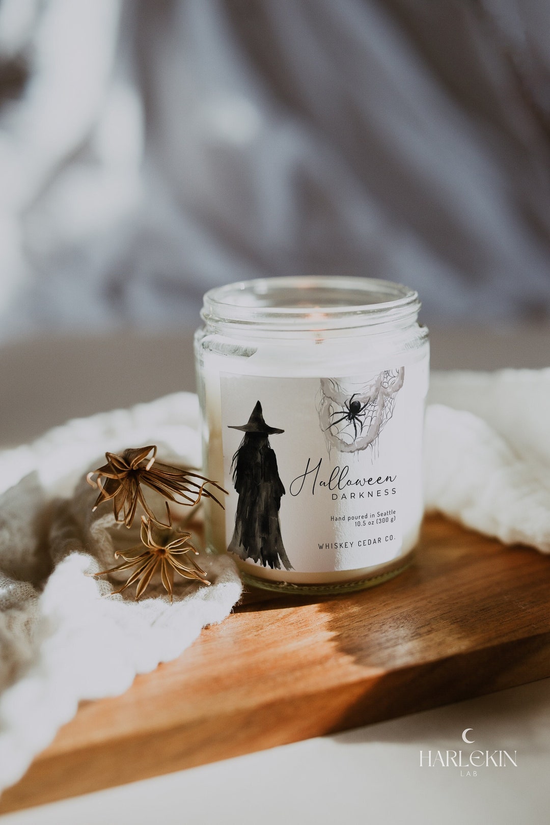 Halloween Candle Label Set, Customizable Canva Template, DIY Autumn ...