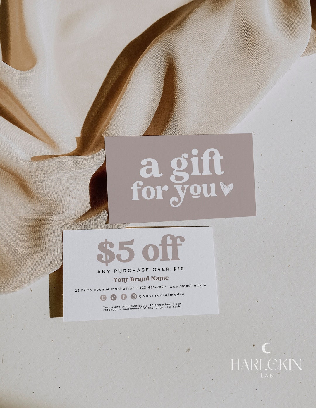 Editable Neutral Coupon Template, Promotional Card Printable, DIY ...